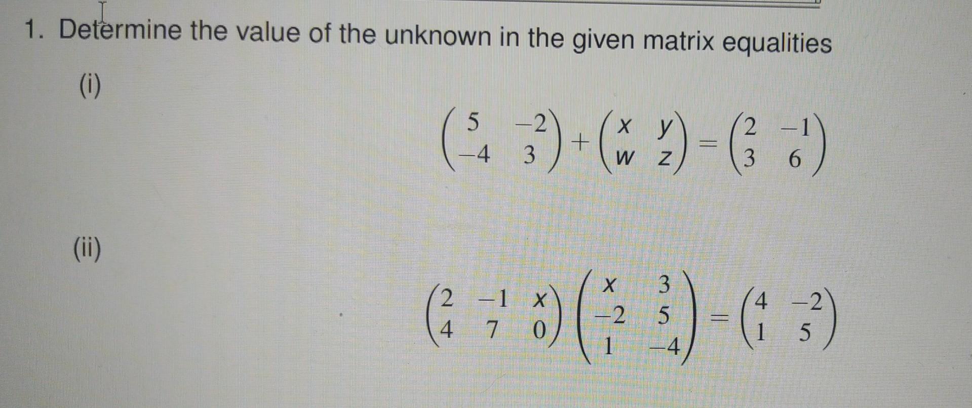 Solved 1. Determine the value of the unknown in the given | Chegg.com