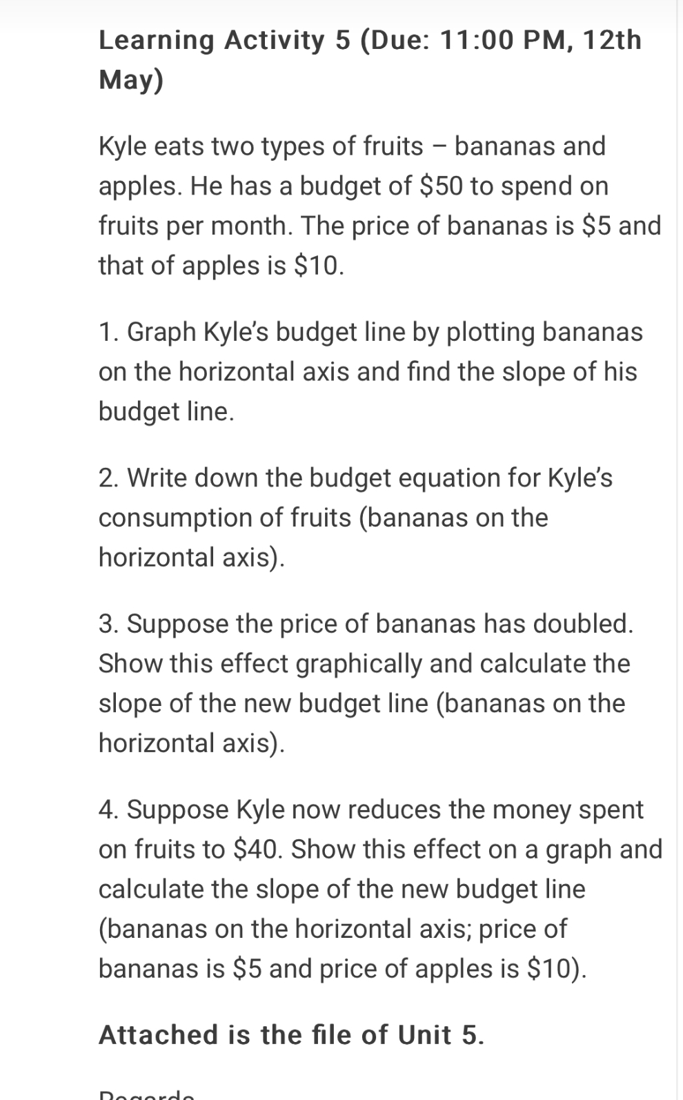 Solved Learning Activity 5 (Due: 11:00 ﻿PM, 12th May)Kyle | Chegg.com