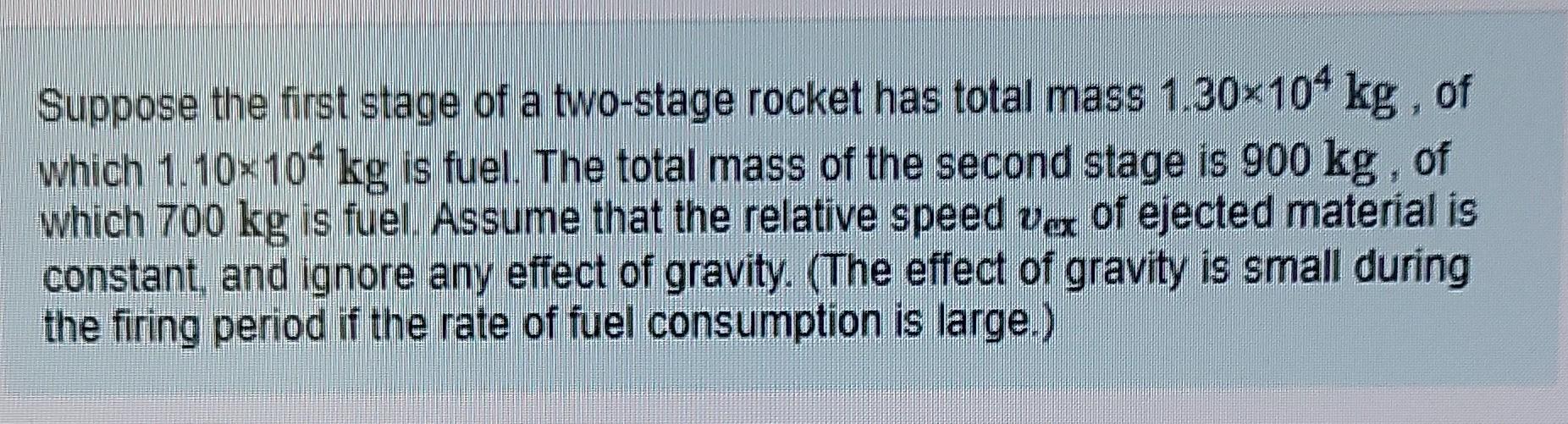 Solved Suppose the first stage of a two-stage rocket has | Chegg.com