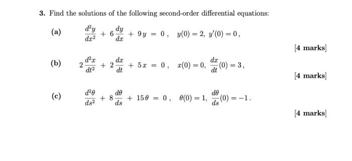 Solved Find the solutions of the following second-order | Chegg.com