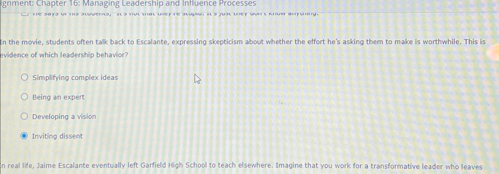 Solved Ignment: Chapter 16: Managing Leadership and | Chegg.com Solved Ignment: Chapter 16: Managing Leadership and | Chegg.com