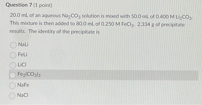 Solved 20.0 mL of an aqueous Na2CO3 solution is mixed with | Chegg.com