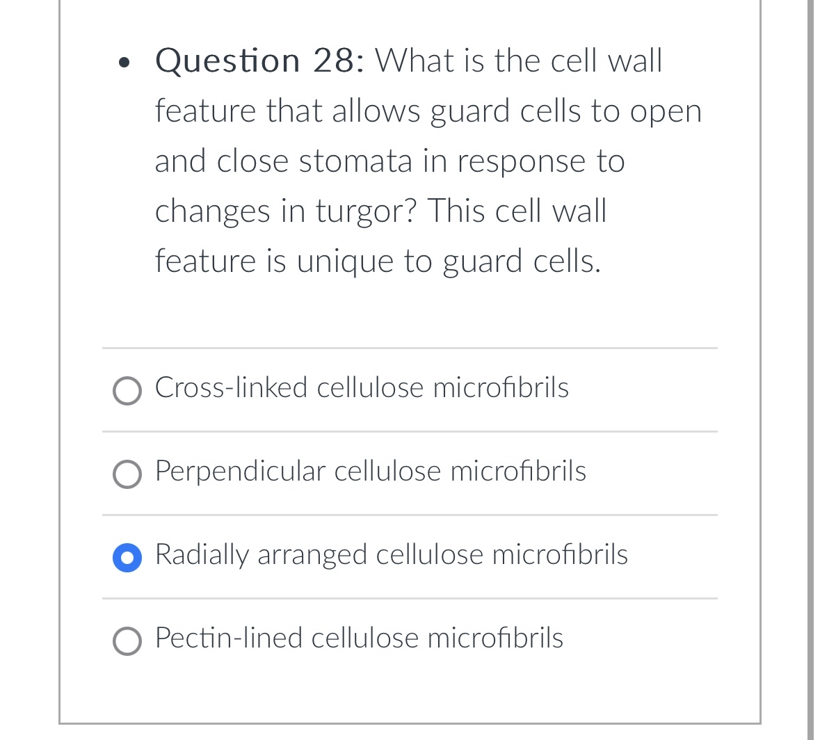 Solved Question 28: What is the cell wall feature that | Chegg.com