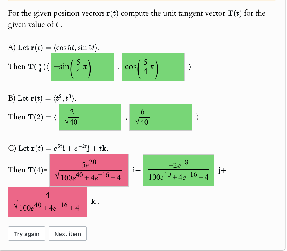 Solved For the given position vectors r(t) ﻿compute the unit | Chegg.com
