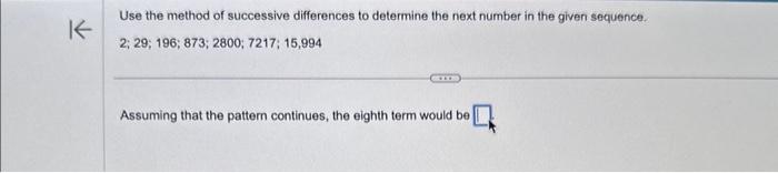 Solved Use the method of successive differences to determine | Chegg.com