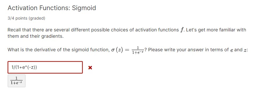 Solved Activation Functions: Sigmoid34 ﻿points | Chegg.com