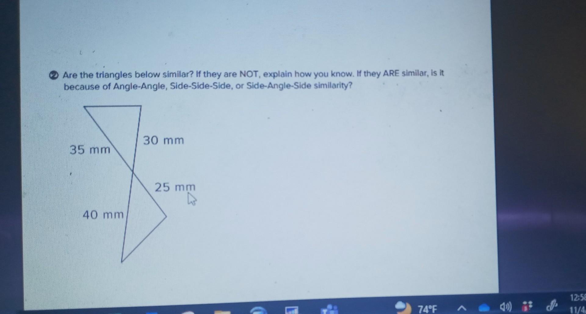 Solved Are the triangles below similar? If they are NOT, | Chegg.com