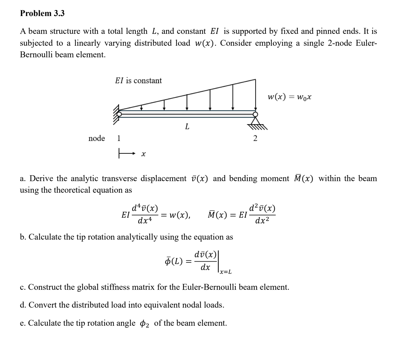 Solved Problem 3.3A beam structure with a total length L, | Chegg.com