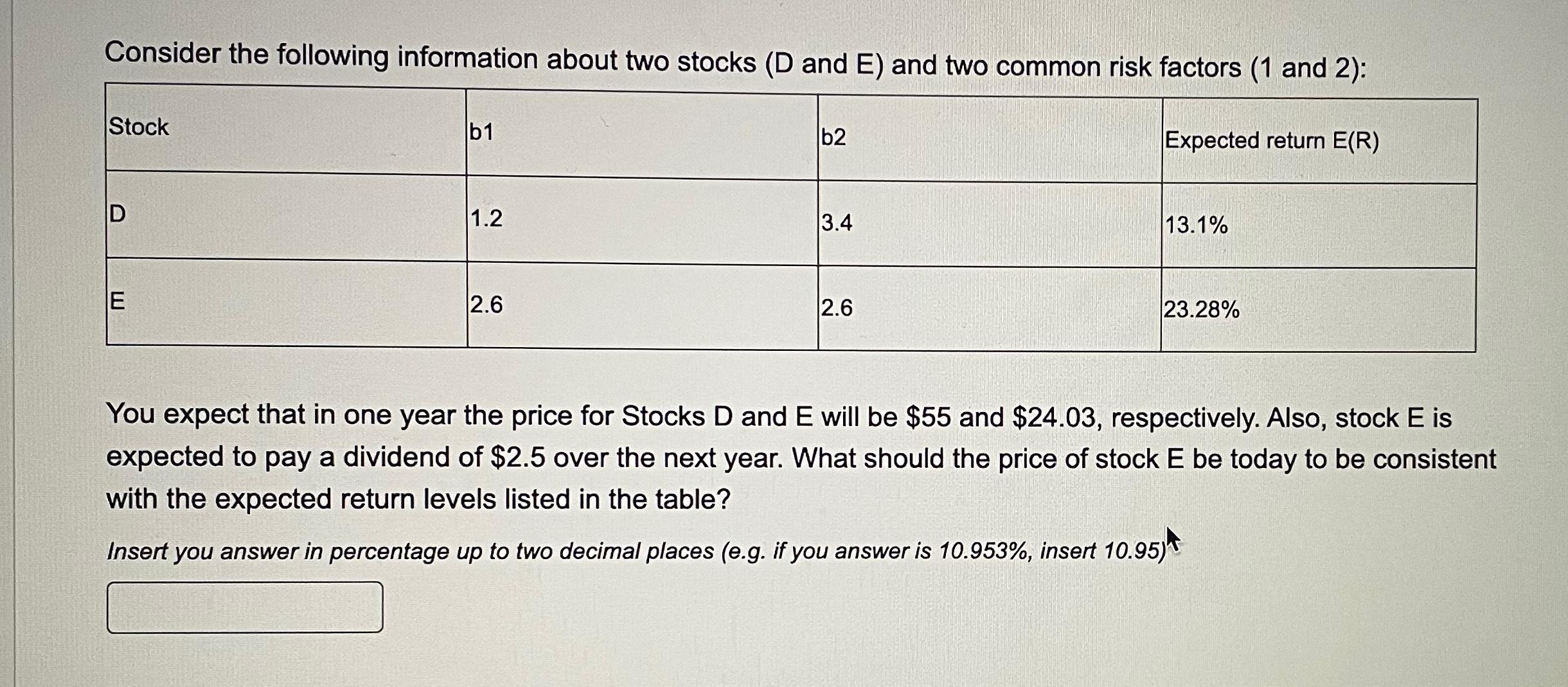 Solved Consider the following information about two stocks | Chegg.com