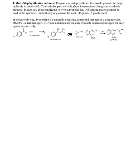 Solved 4. Multi-Step Synthesis, continued. Propose | Chegg.com