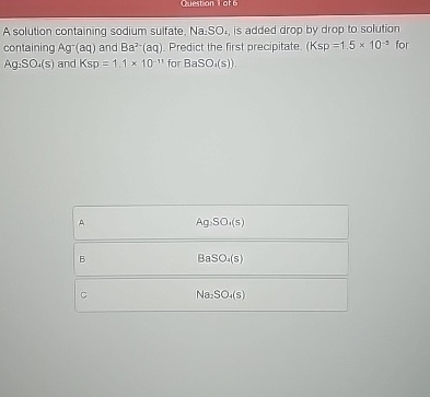 Solved A solution containing sodium sulfate, Na2SO4, ﻿is | Chegg.com
