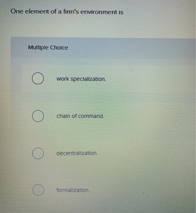 Solved One element of a firm's environment is Multiple | Chegg.com