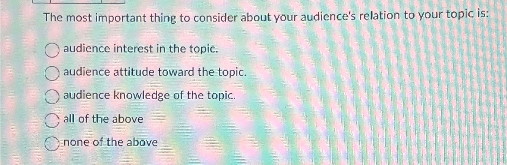 Solved The most important thing to consider about your | Chegg.com