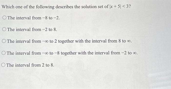 Solved Which one of the following describes the solution set | Chegg.com
