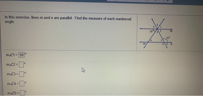 Solved In this exercise, lines m and n are parallel. Find | Chegg.com