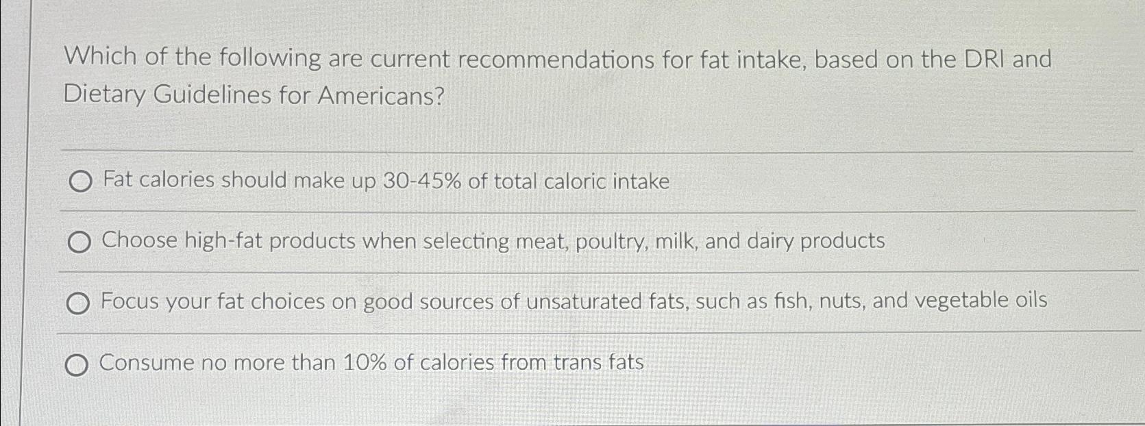 Solved Which of the following are current recommendations | Chegg.com