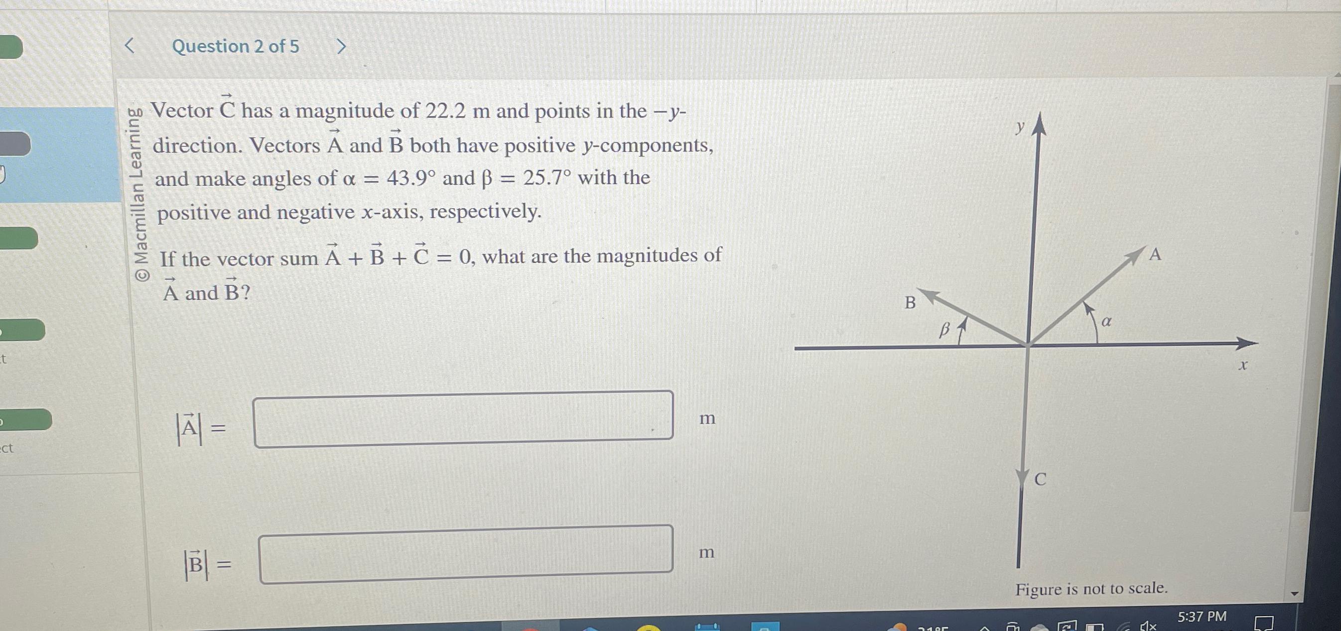 Solved Question 2 of 5\\nbo Vector vec(C) has a magnitude of | Chegg.com