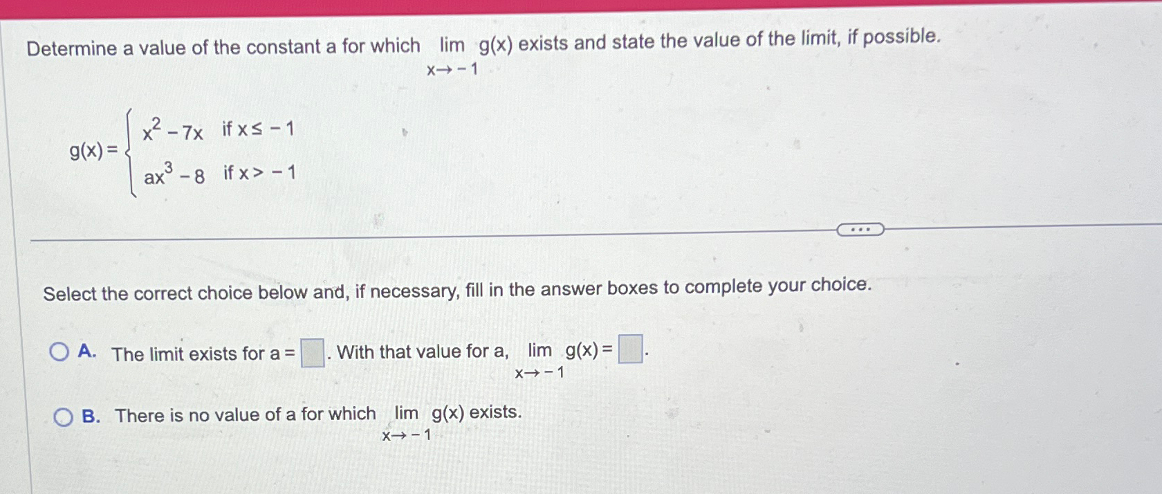 Solved Determine a value of the constant a for which | Chegg.com