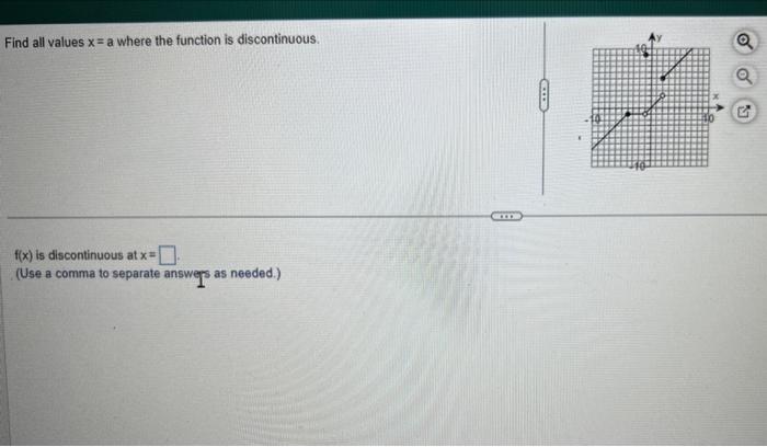 Solved Find all values x=a where the function is | Chegg.com
