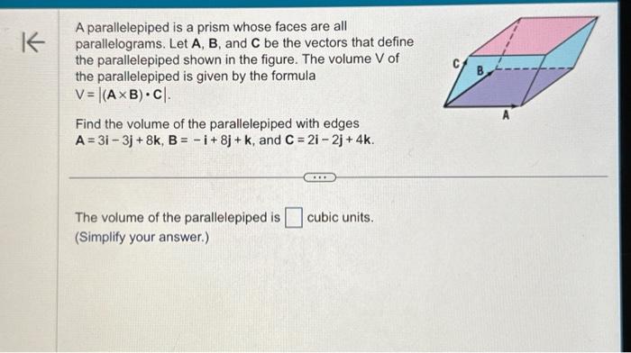 Solved A parallelepiped is a prism whose faces are all | Chegg.com