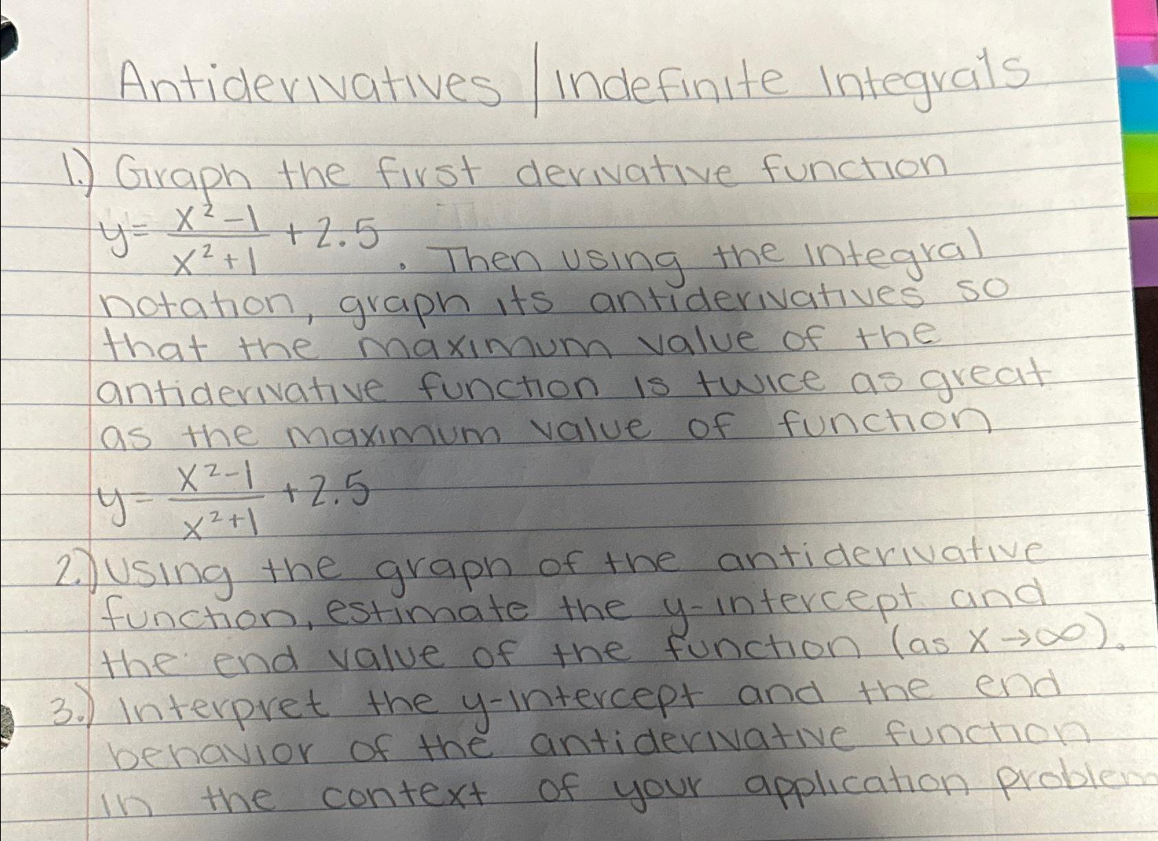 Solved Antiderivativesindefinite integrails1.) ﻿Graph the | Chegg.com