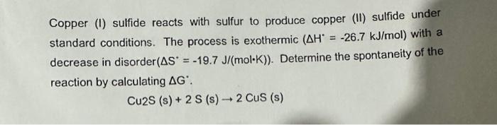 Solved Copper (I) sulfide reacts with sulfur to produce | Chegg.com