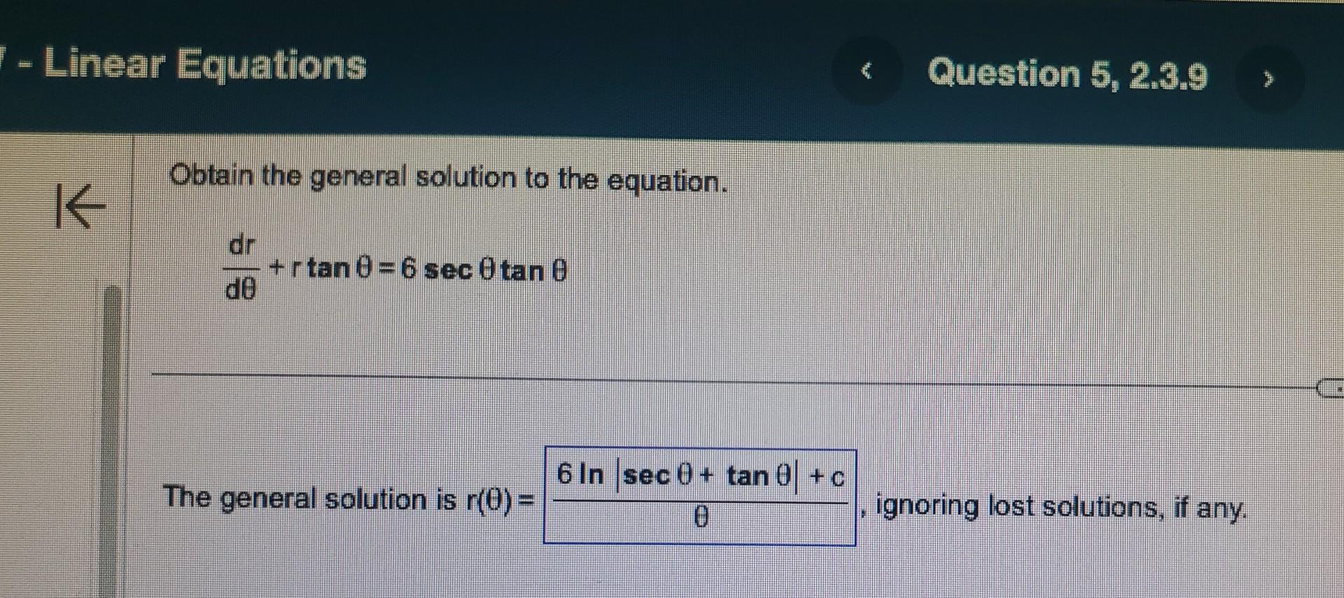 Solved Obtain the general solution to the equation. | Chegg.com