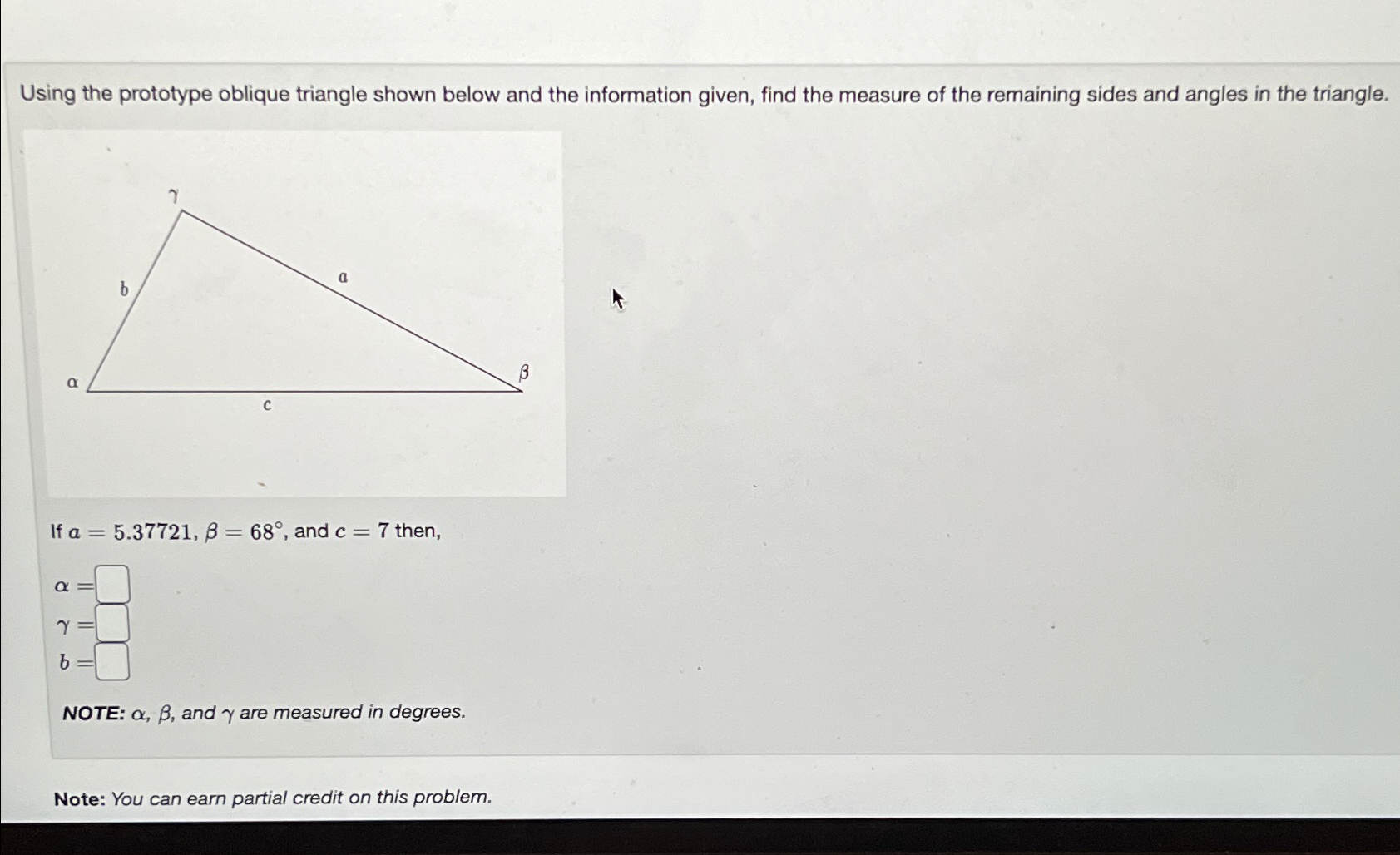 Solved Using the prototype oblique triangle shown below and | Chegg.com