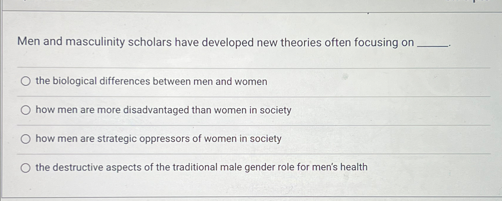 Solved Men and masculinity scholars have developed new | Chegg.com