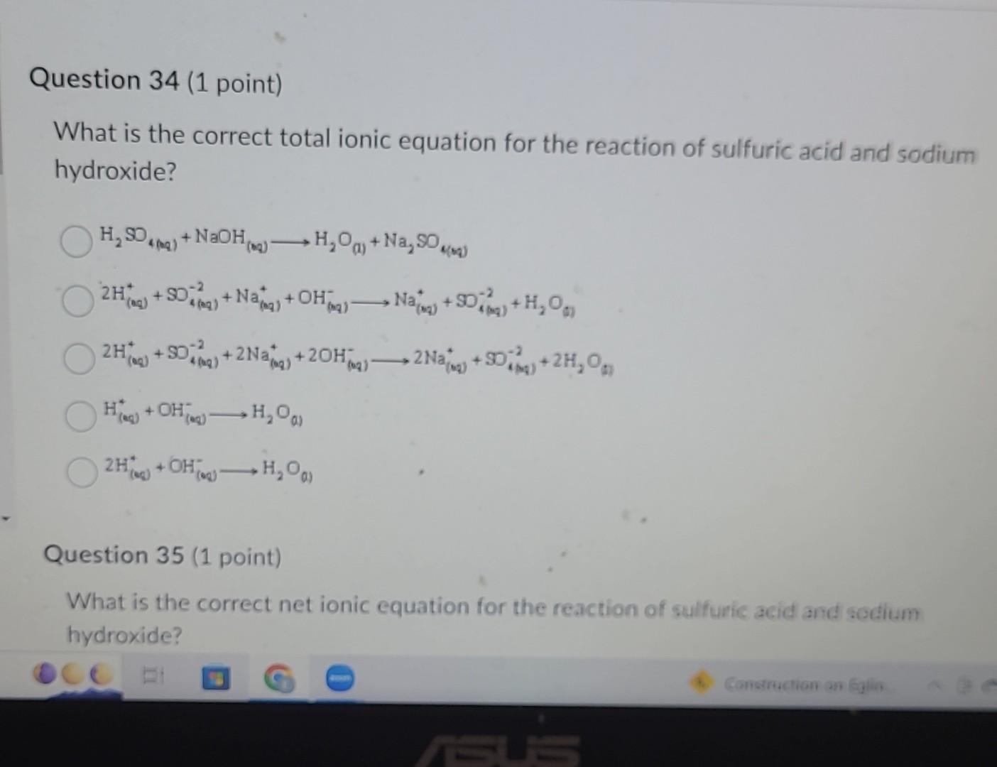 Solved What is the correct total ionic equation for the | Chegg.com