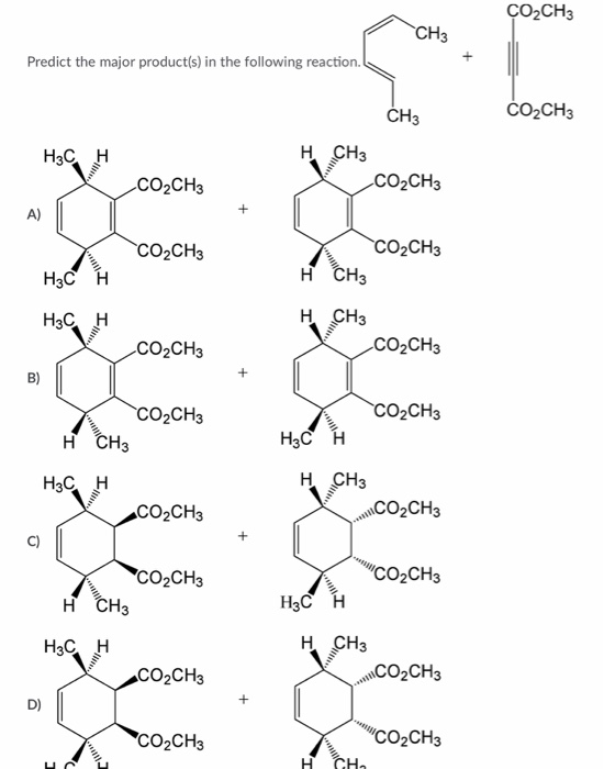 Solved ÇO2CH3 CH3 Predict the major product(s) in the | Chegg.com