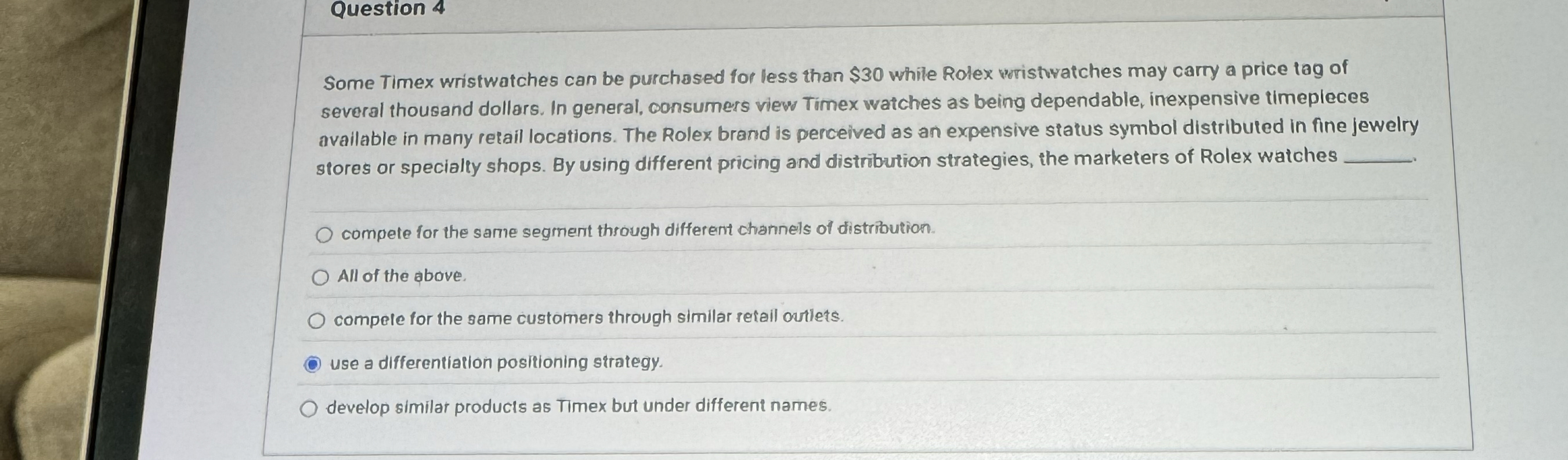 Solved Question 4Some Timex wristwatches can be purchased | Chegg.com