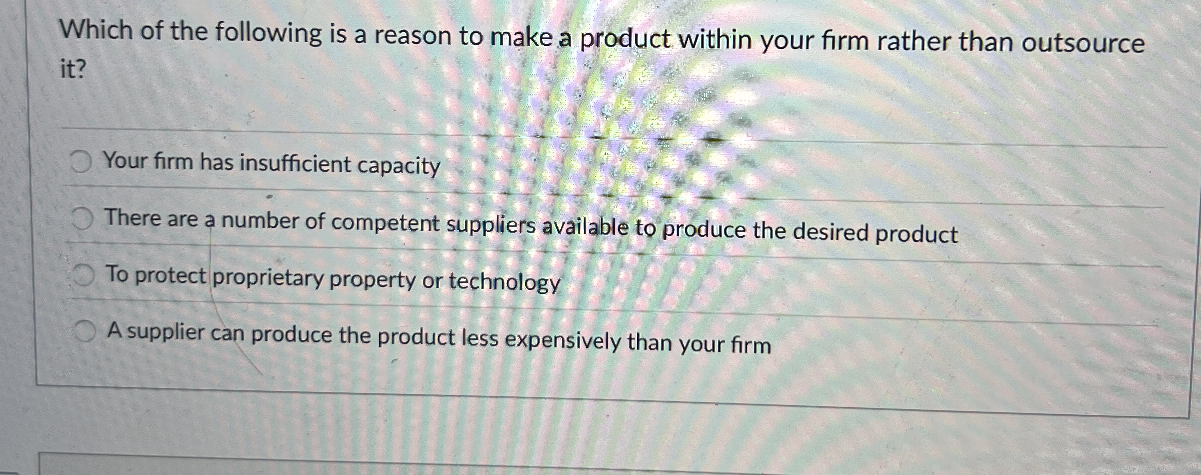 Solved Which of the following is a reason to make a product | Chegg.com