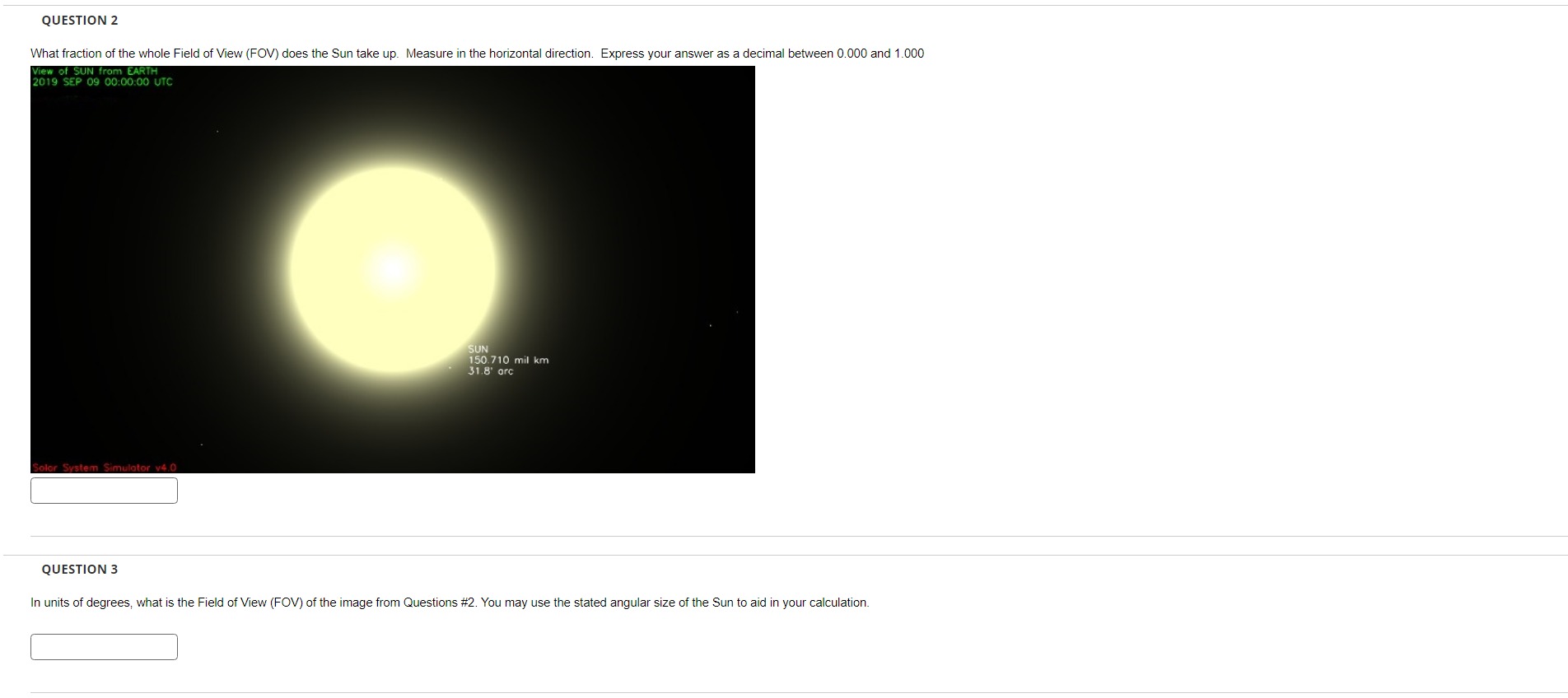 Solved QUESTION 2What fraction of the whole Field of View | Chegg.com
