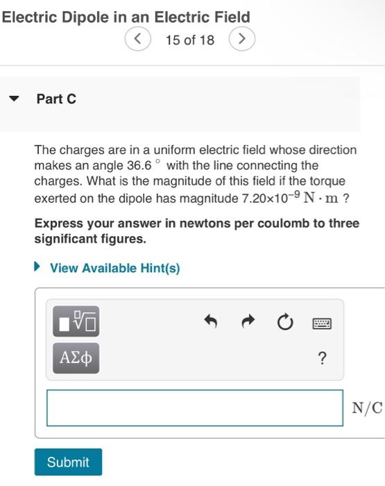 Solved Part C The charges are in a uniform electric field | Chegg.com
