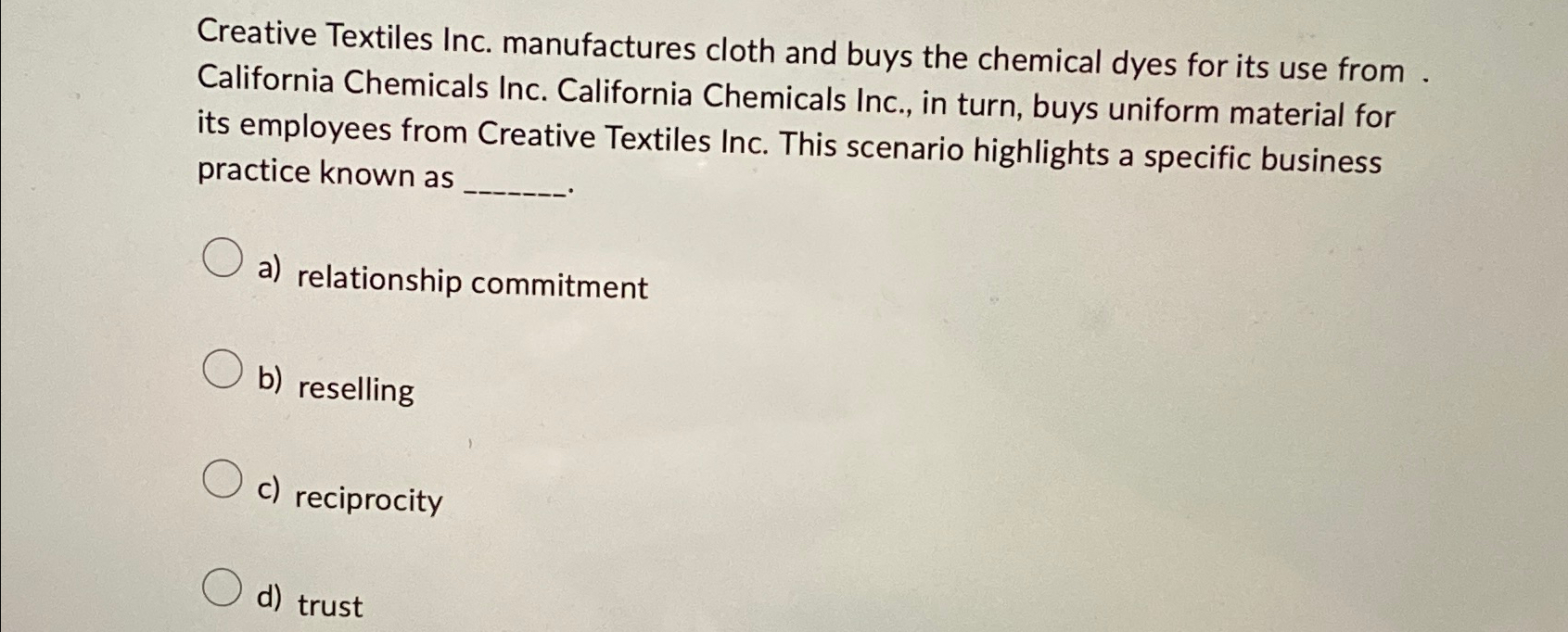 Solved Creative Textiles Inc. manufactures cloth and buys | Chegg.com
