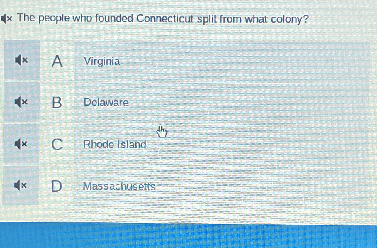 Solved The people who founded Connecticut split from what | Chegg.com
