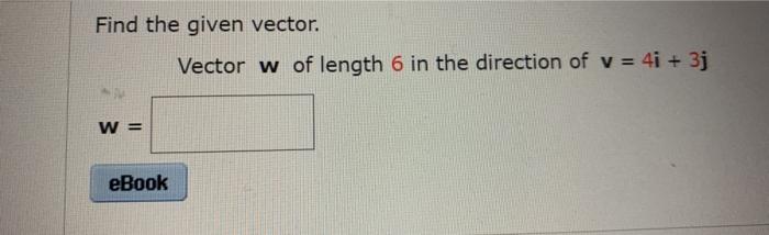 Solved Find the given vector. Vector v of length 6 in the | Chegg.com