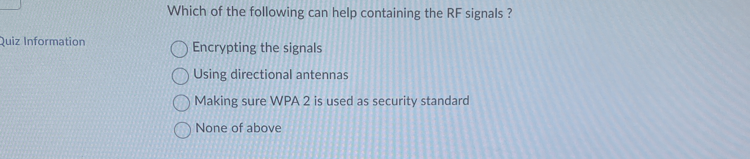 Solved Which of the following can help containing the RF | Chegg.com