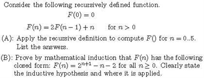 Solved Consider the following recursively defined function. | Chegg.com