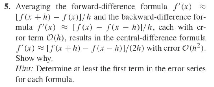 Solved Averaging the forward-difference formula | Chegg.com