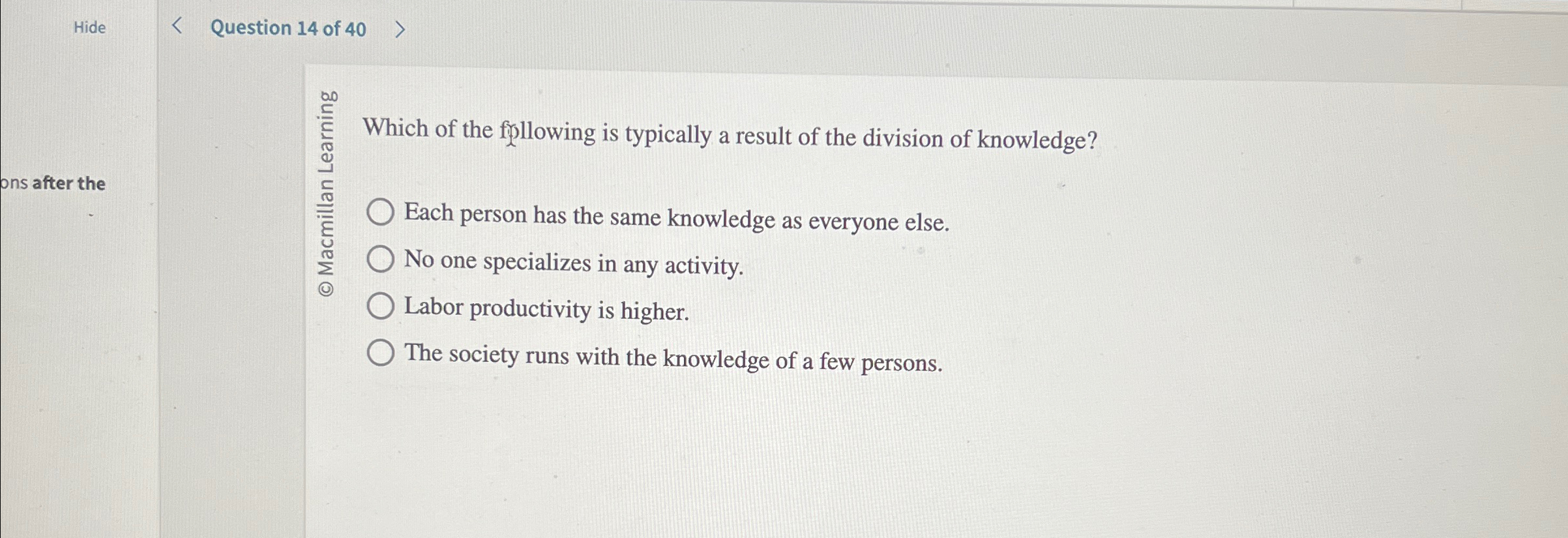 Solved HideQuestion 14 ﻿of 40Which of the fryllowing is | Chegg.com