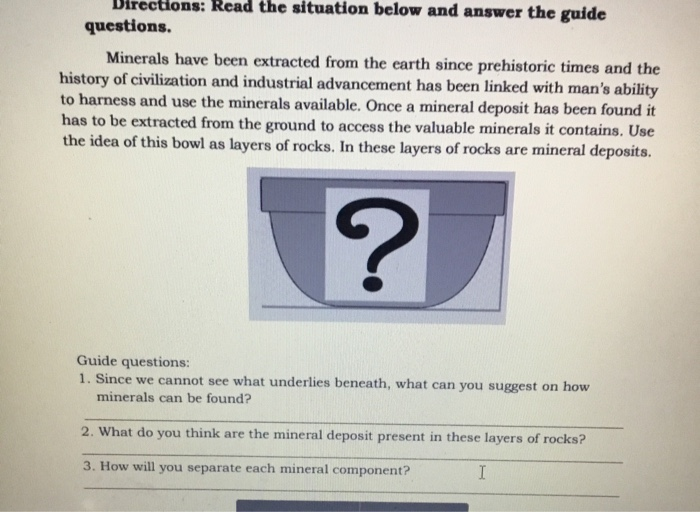 Solved Directions: Read the situation below and answer the | Chegg.com