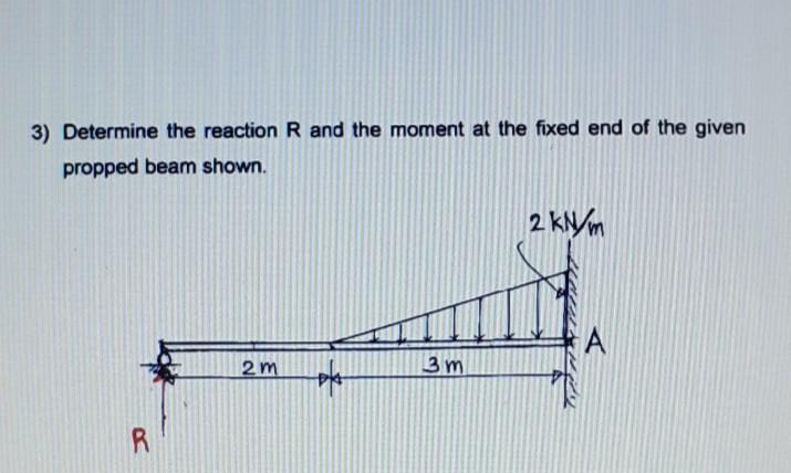 Solved 3) Determine the reaction R and the moment at the | Chegg.com