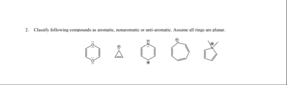 Solved Classify following compounds as aromatic, nonaromatic | Chegg.com