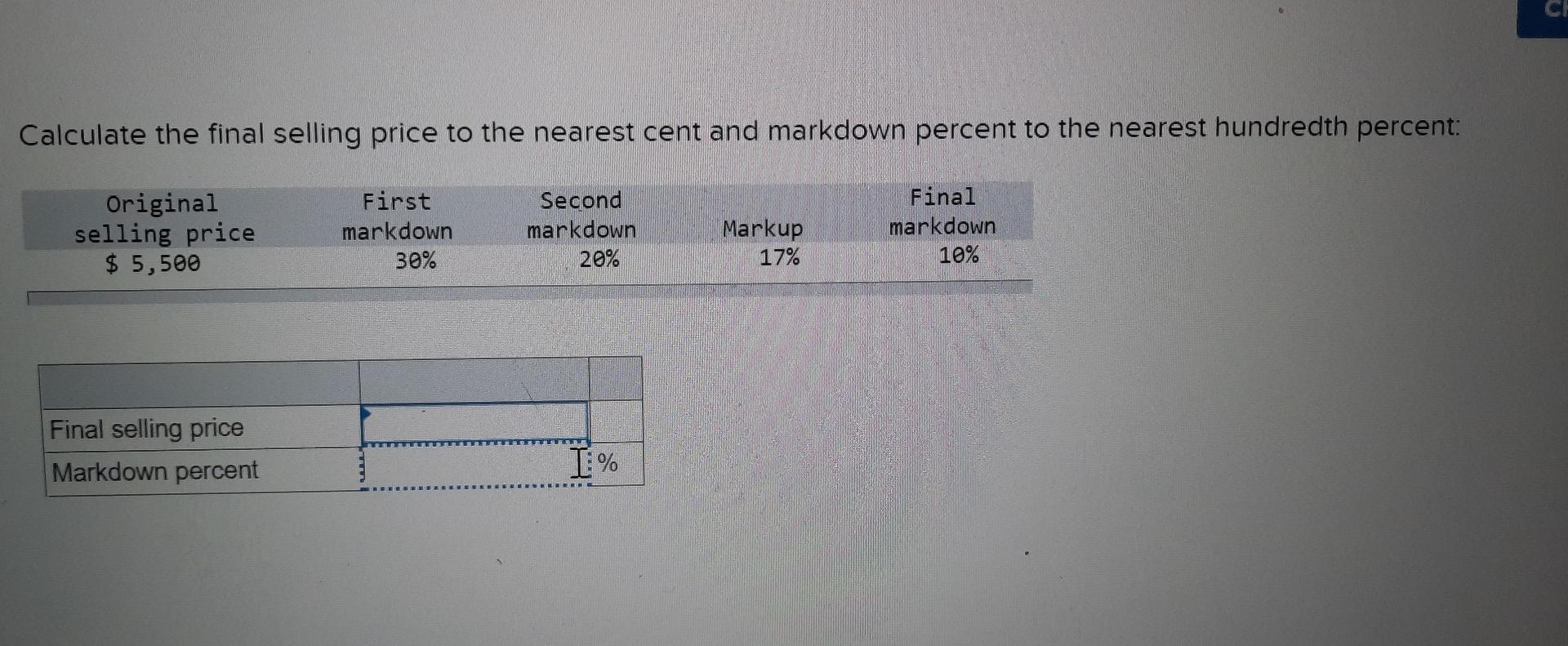 Solved Calculate the final selling price to the nearest cent | Chegg.com