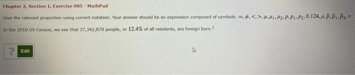 Solved Chapter 2, Section 1, Exercise 005 MathPad Give the | Chegg.com