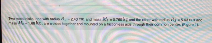Solved Two metal disks, one with radius R - 2.40 cm and mass | Chegg.com