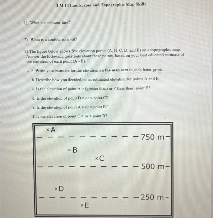 Solved 1) What is a contour line? 2) What is a contour | Chegg.com