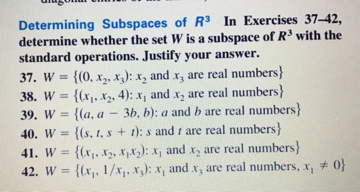 Solved Determining Subspaces of R3 In Exercises 37–42, | Chegg.com